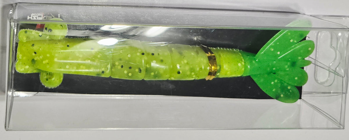 5" Big Mamba Rattle Shrimp Lure - Chartreuse / Florescent Green Tail ...