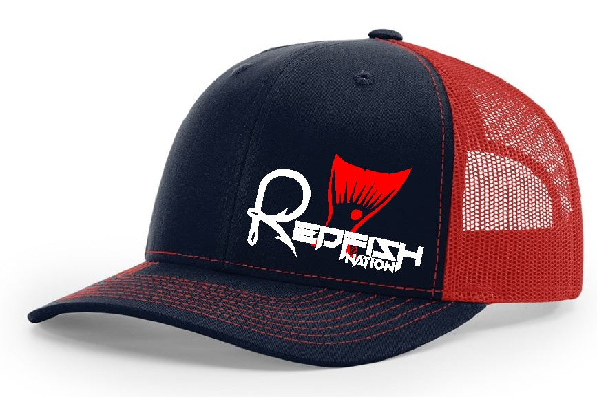 Redfish Nation Logo Trucker Cap - Navy/Red